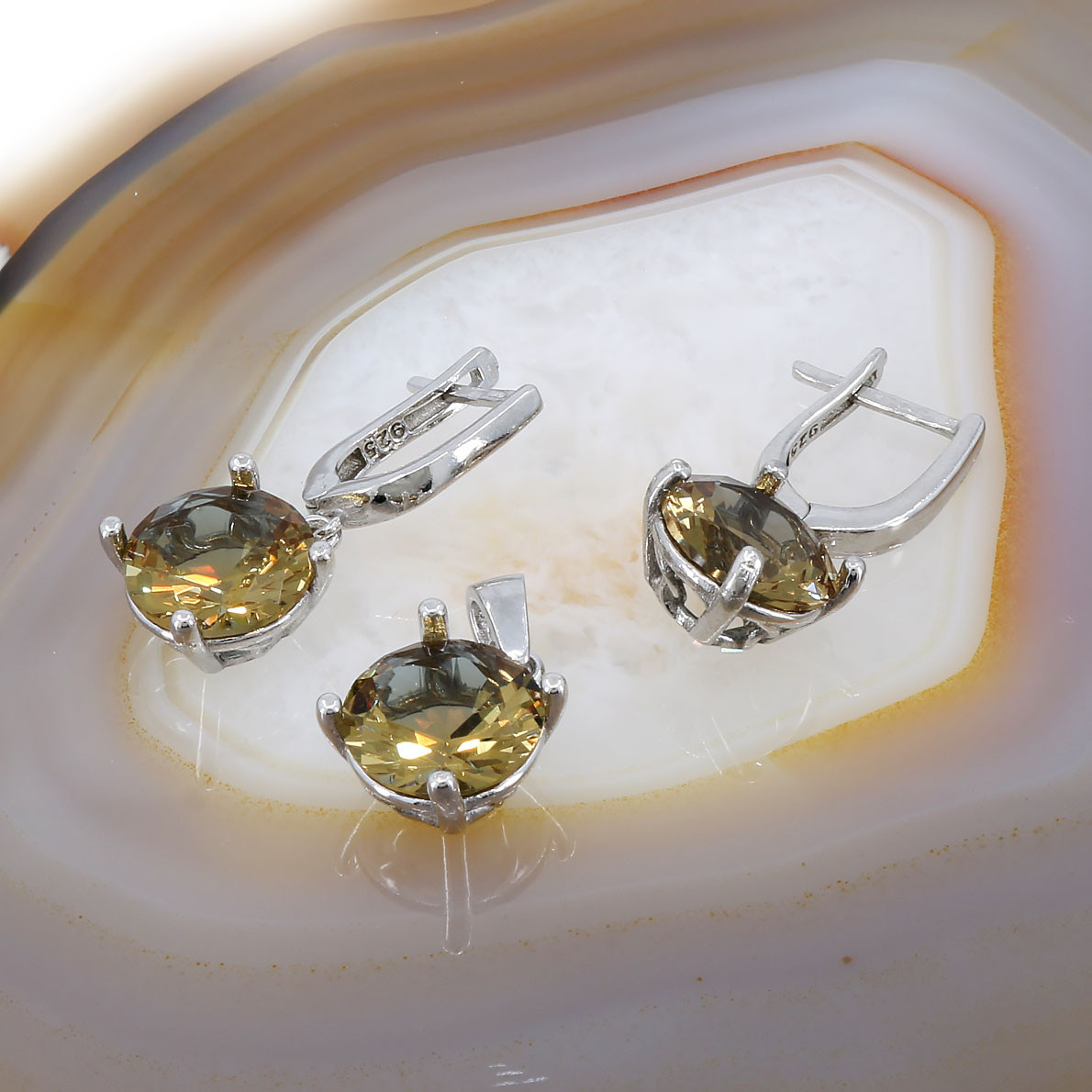 Set din Argint 925 cu piatra Zultanit Rotunda Multifatetata cod 1434