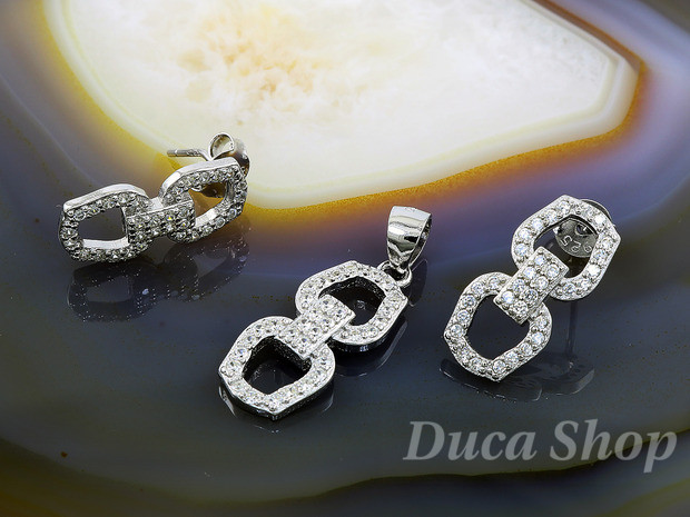 Set din Argint 925, Model Fantezie cu Cristale Zirconia, cod 834