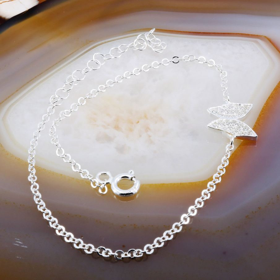 Bratara Argint 925 cu pandantiv forma Fluture si Cristale Zirconia Albe ...