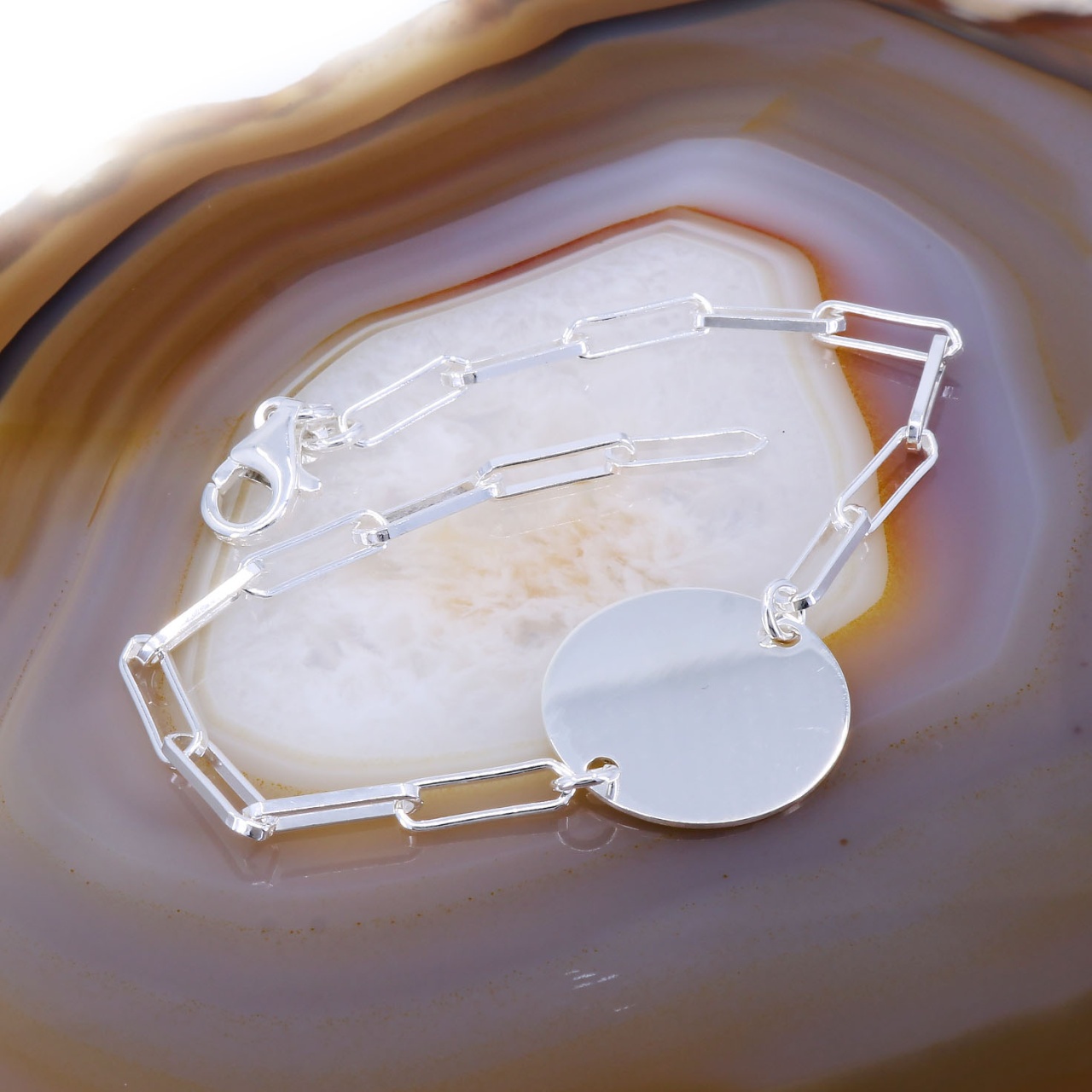 Bratara Argint 925 cu zale Zig Zag si Pandantiv Banut Oglinda c2731