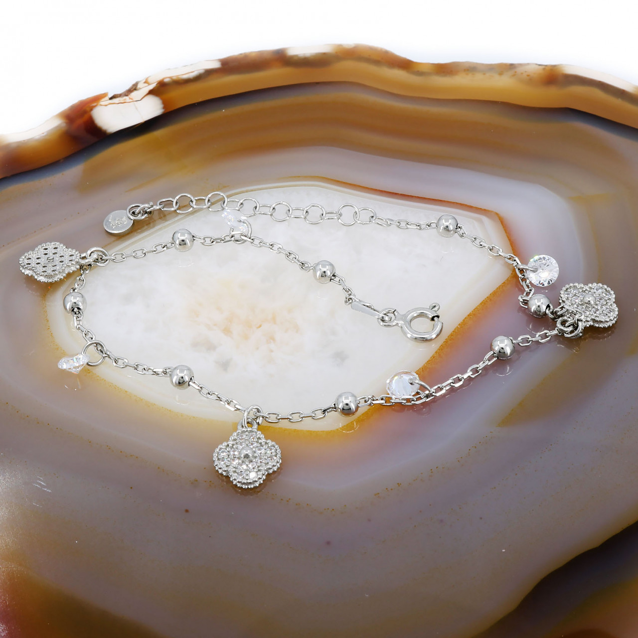 Bratara din Argint 925 cu pandantive fantezie cu Cristale Zirconia cod 2266