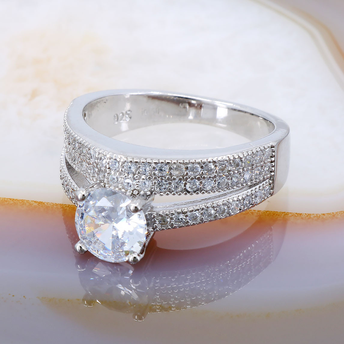 Inel din Argint 925 model Dublu cu Cristale Zirconia Albe Clare cod 2520