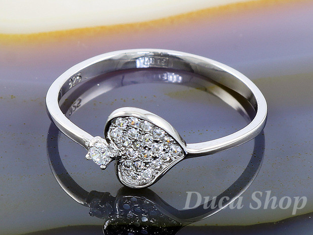 Inel din Argint 925, Model Inima, Cristal Zirconia, cod 1203