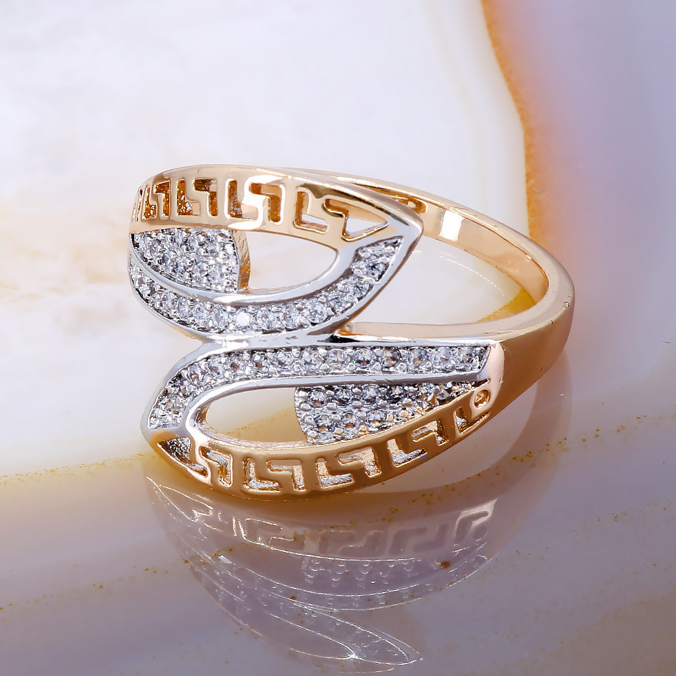 Inel Placat cu Aur Rose si Alb model Grecesc c1553