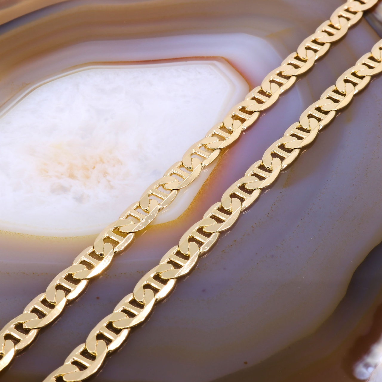 Lant Barbati model Anchor Placat cu Aur Galben 18K cu zale plate c1163