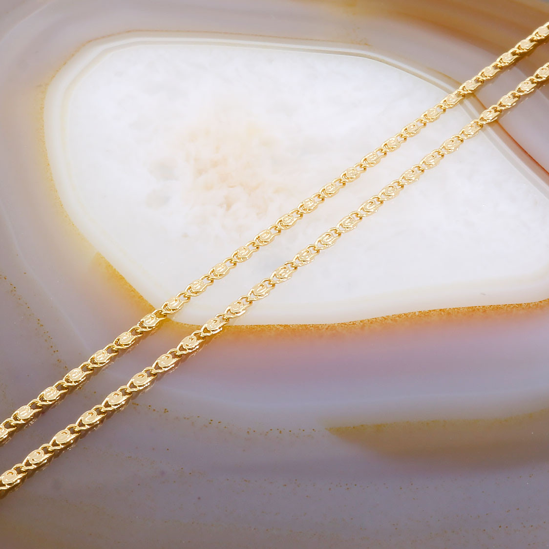 Lant Unisex Placat cu Aur Galben 18K model Snail zale 1+1 cod 1065