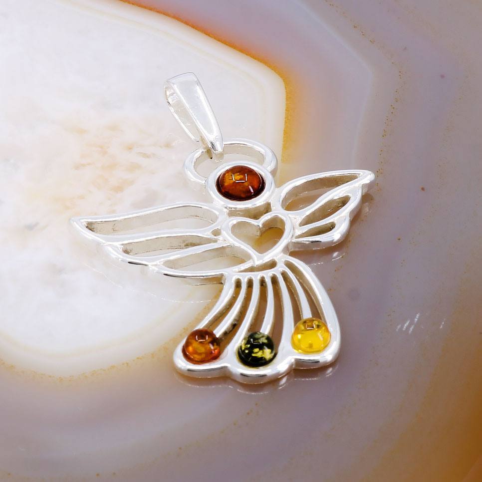 Pandantiv model Inger din Argint 925 cu Pietre Chihlimbar Multicolor c1130