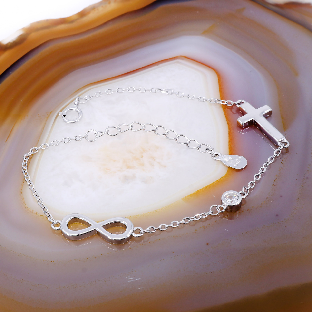 Bratara din argint model Cruce si Infinit c2633