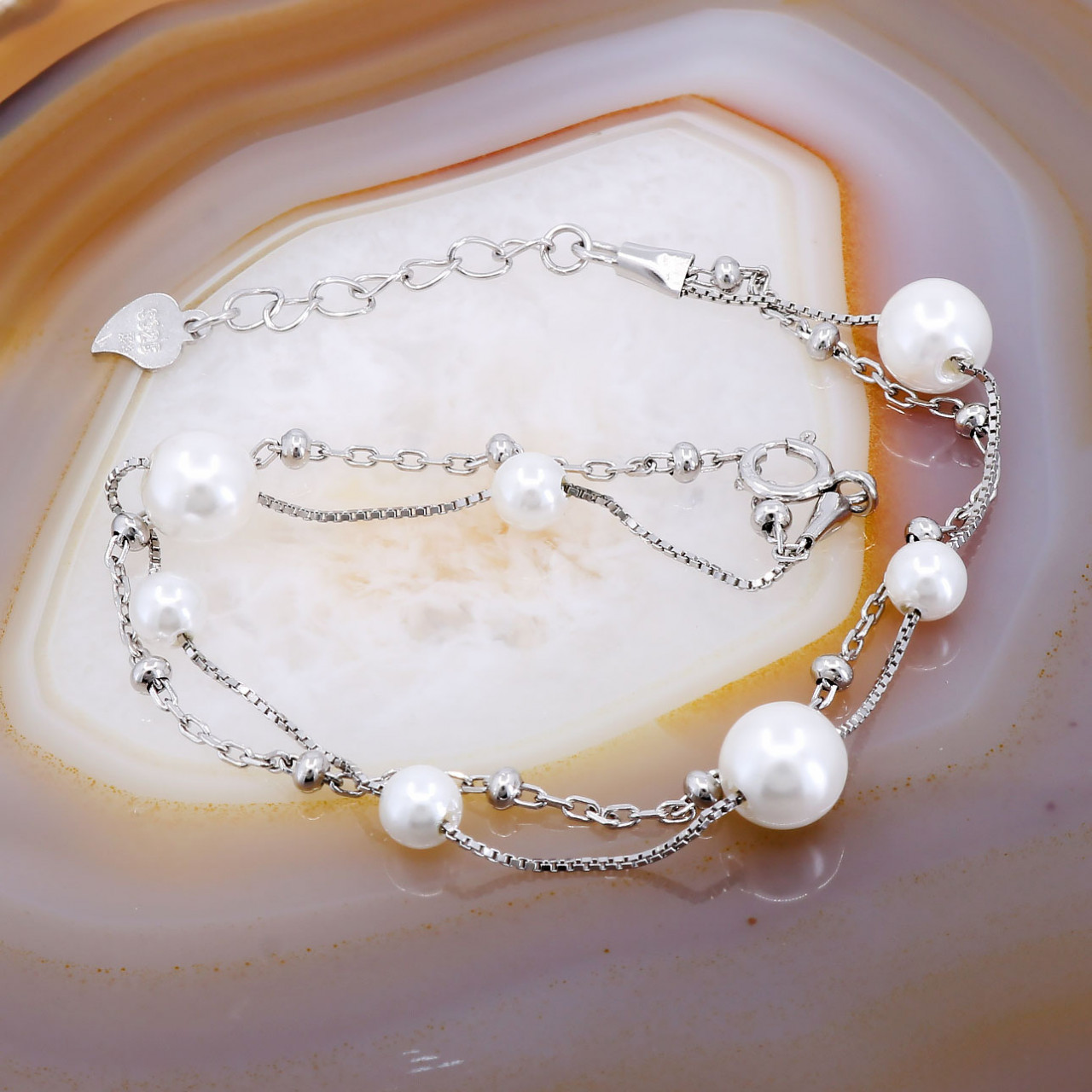 Brataradoua fire din Argint 925 cu Perle rotunde Albe c2472