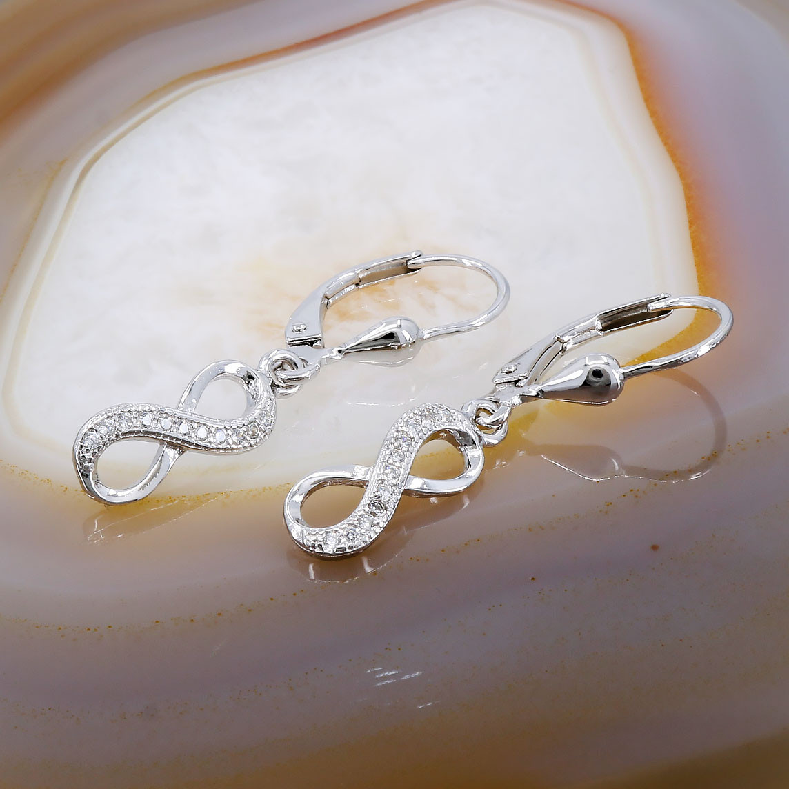 Cercei din Argint 925 model Infinit cu Cristale Zirconia cod 3314