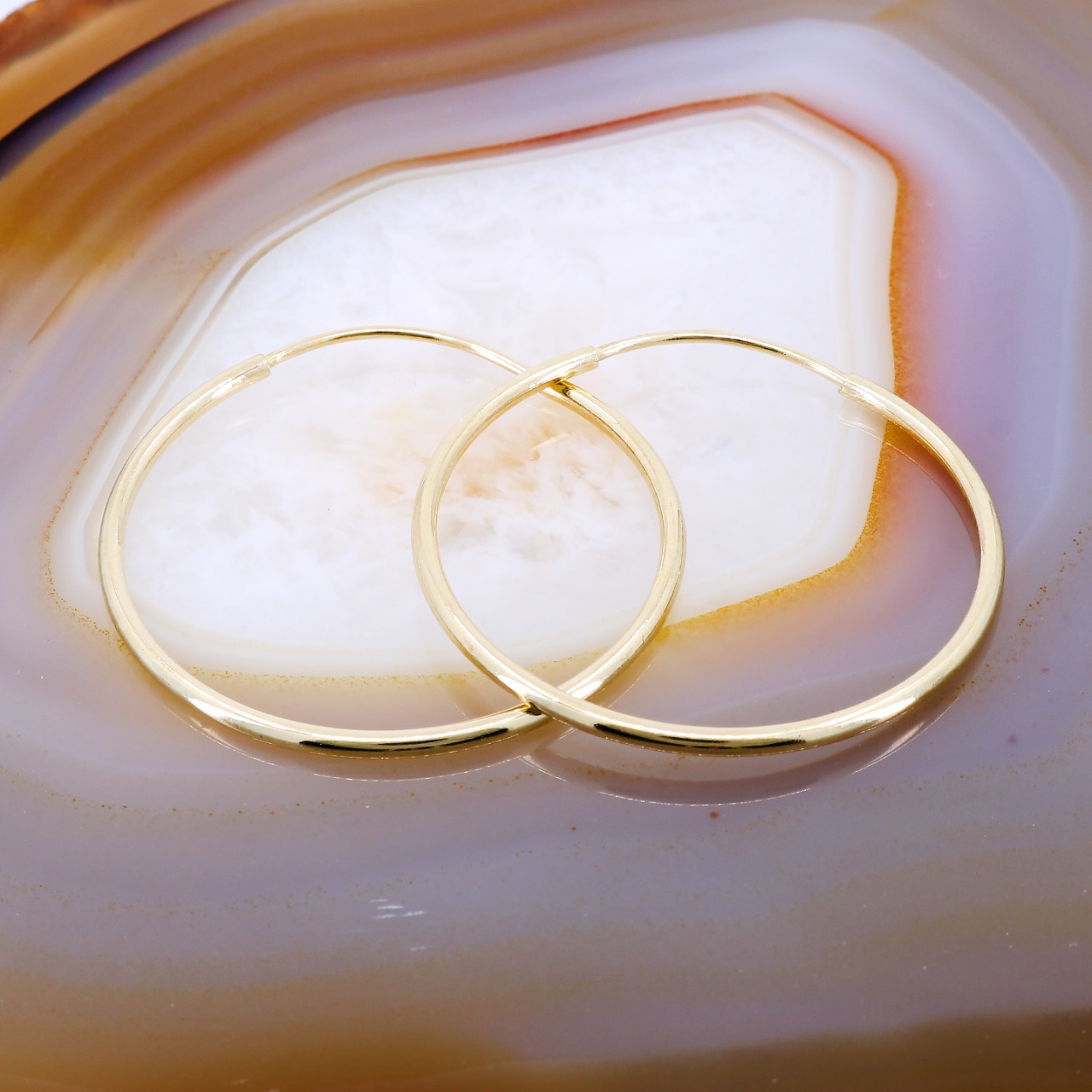 Cercei Rotunzi Creole Clasici din Aur 14K 585 marime Medie c732