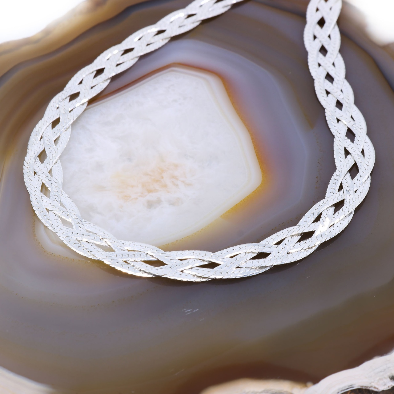 Colier din Argint 925 model impletit in 4 fire cu aspect Lucios ...