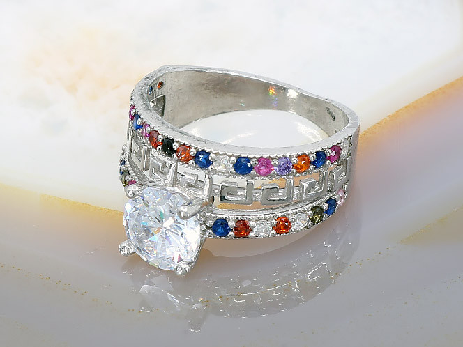 Inel model Dublu din Argint 925 cu Pietre Colorate 2158