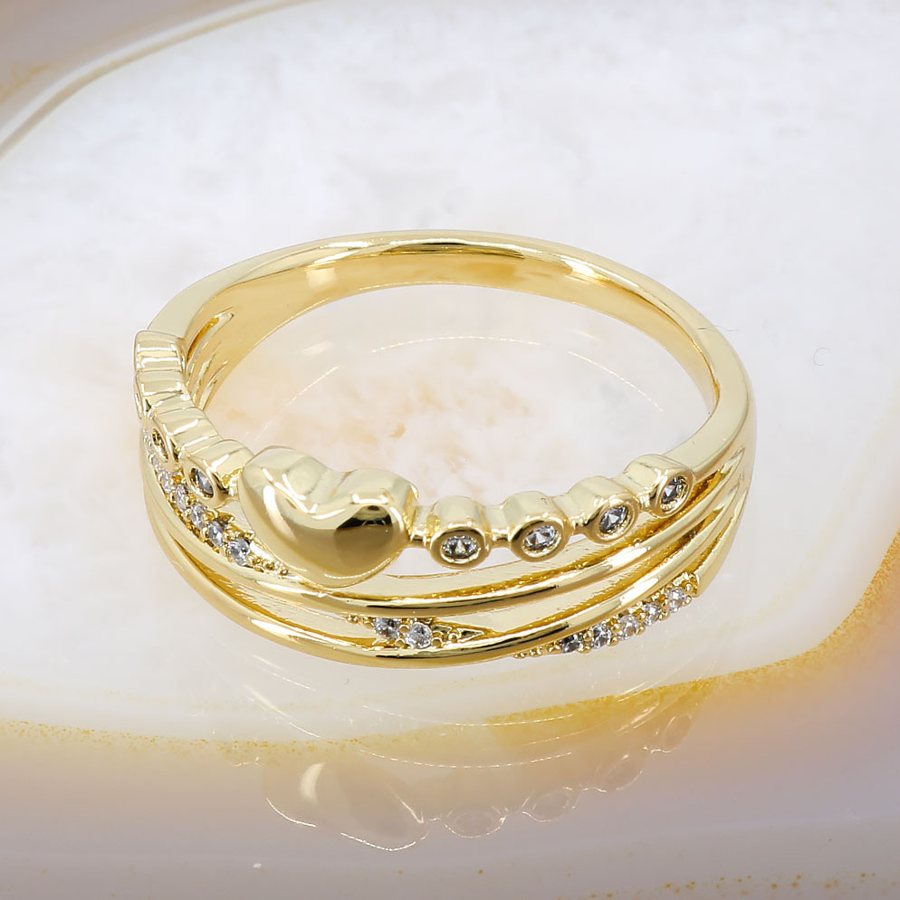 Inel Placat cu Aur Galben 22K model Dublu, Inima cod 1488
