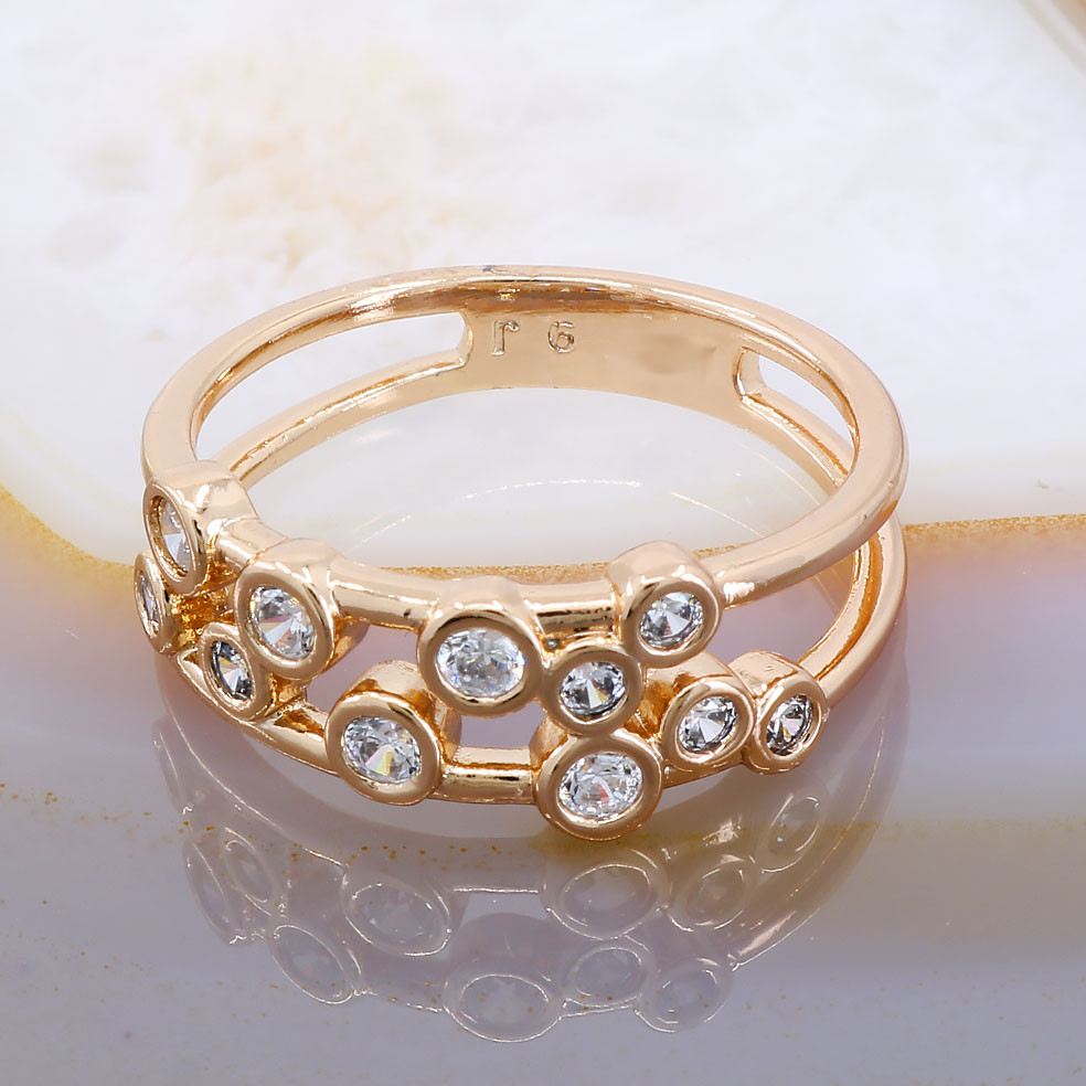 Inel Placat cu Aur Rose model cu Cristale Zirconia cod 1490