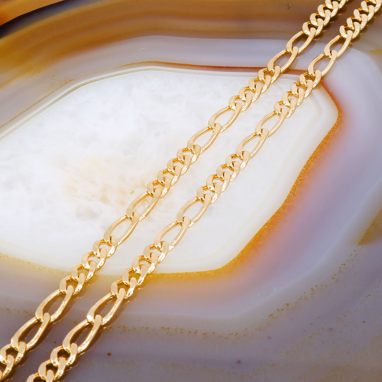 Lant Unisex Placat cu Aur Galben 18K model zale plate tip 4+2 cod 1025