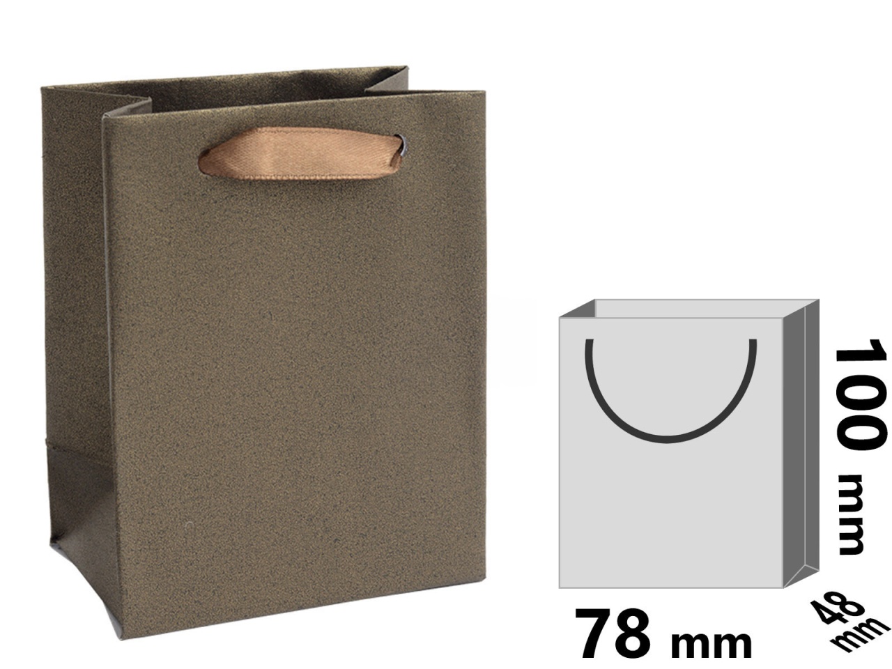 Punga Mica din Hartie - Carton Culoare Maro Perlat c24372
