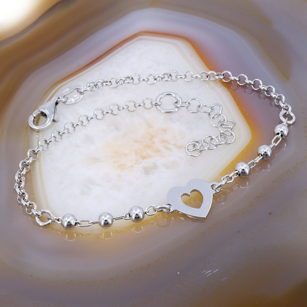 Bratara din Argint 925 model Bilute si Pandantiv Inima cod 2407