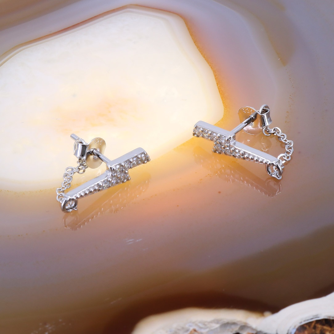 Cercei din Argint 925 cu Cristale si Lantisor c3788