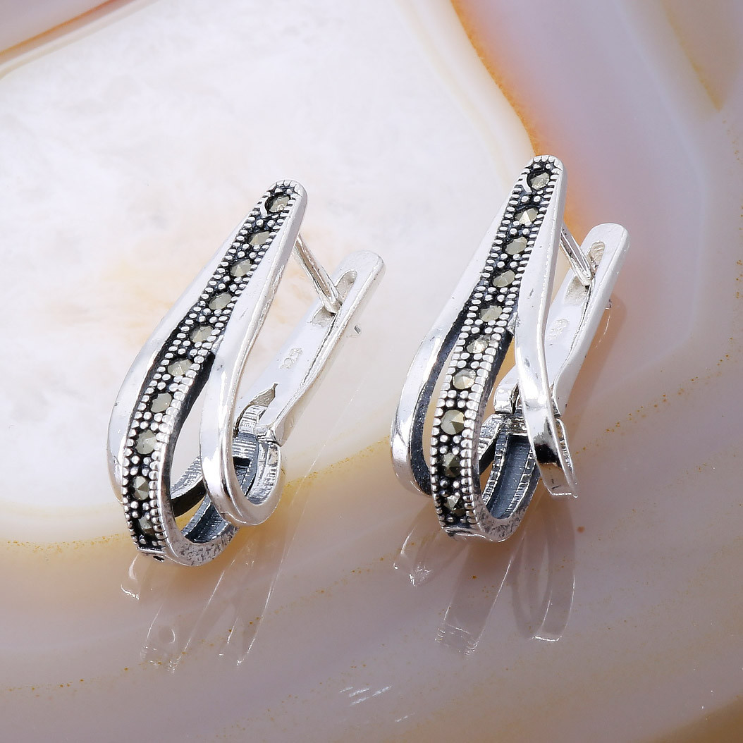 Cercei din Argint 925 model Fantezie cu Marcasite c3611