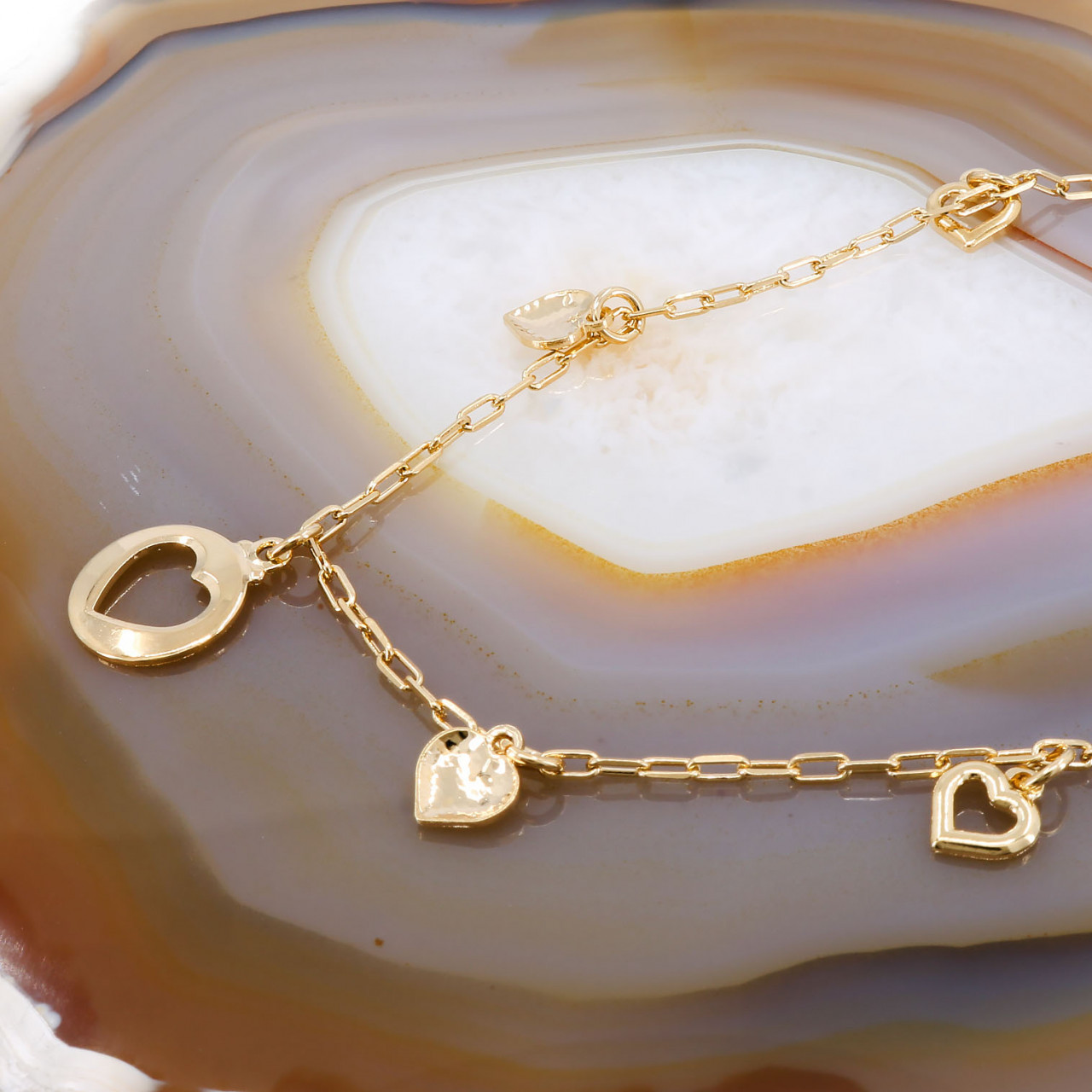 Colier cu Pandantive Contur Inimi Placat cu Aur 18K cod 1077