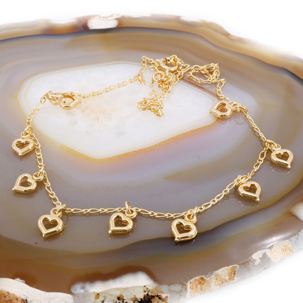 Colier cu Pandantive Inimi Placat cu Aur 18K cod 1057