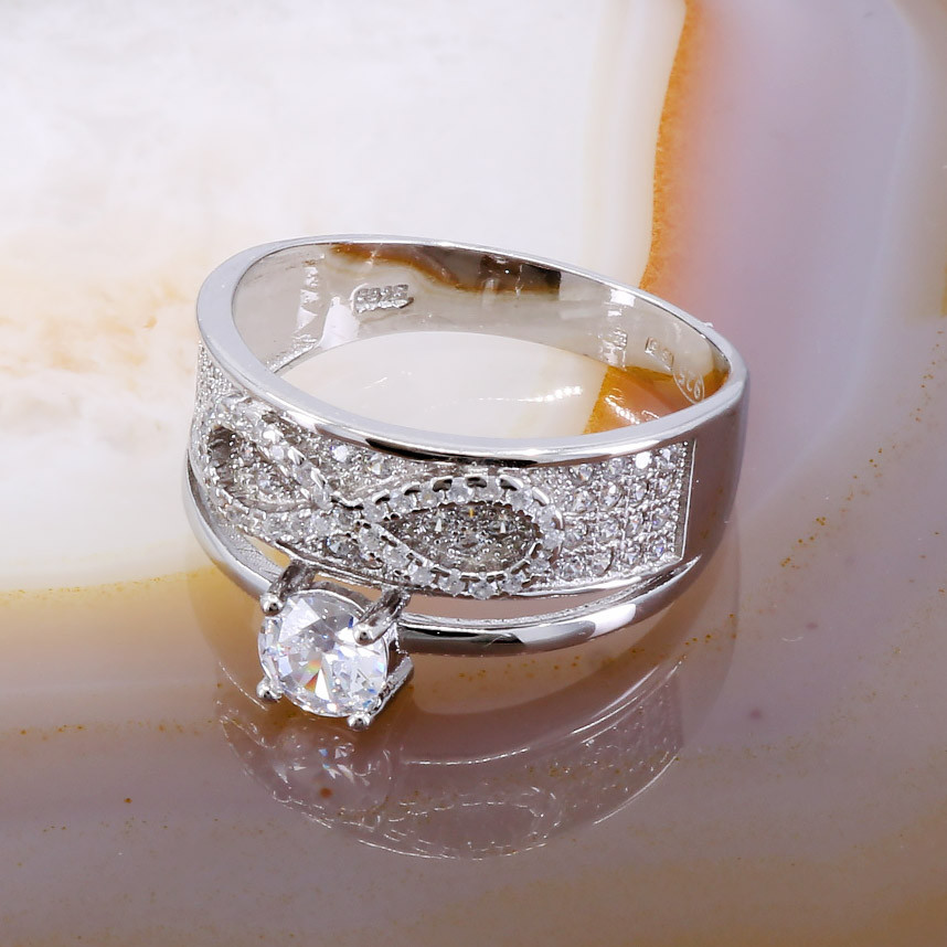 Inel din Argint 925 model Dublu cu Cristale si Infinit c2645