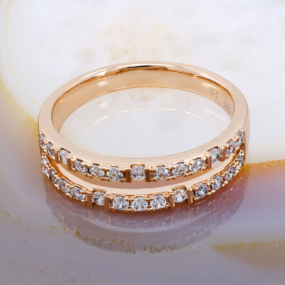 Inel Placat cu Aur Rose model Split presarat cu Cristale Zirconia cod 1491