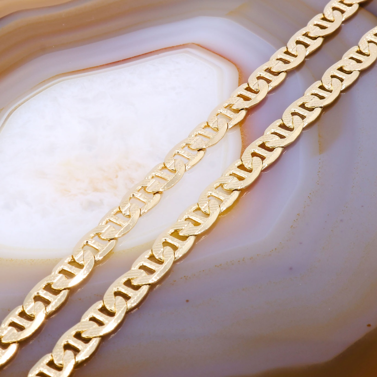 Lant Anchor Placat cu Aur Galben 18K cu zale plate c1144