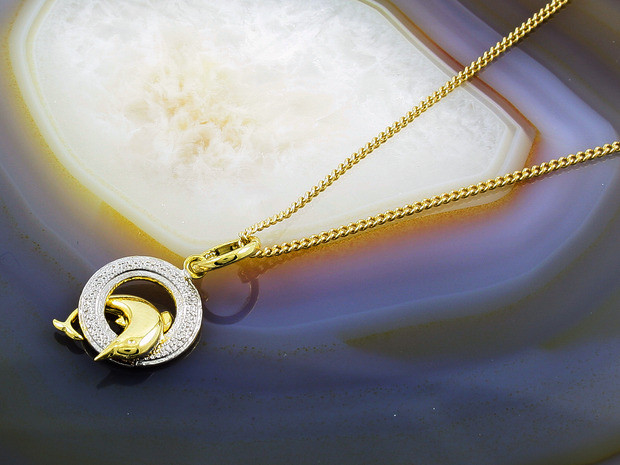 Lant Placat cu Aur 18k, cu Pandantiv Delfin, cod 579