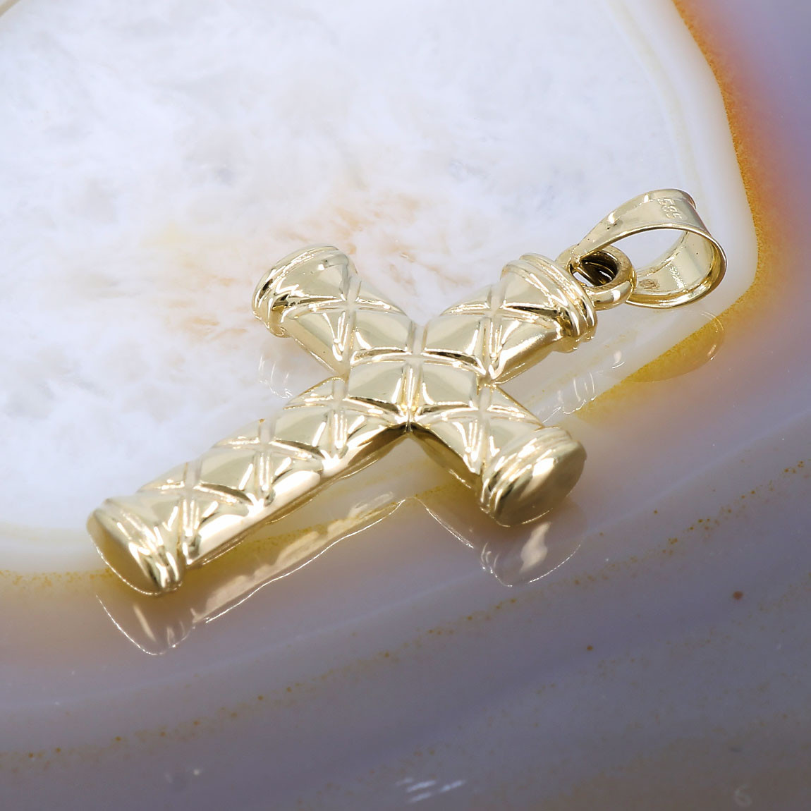 Pandantiv Unisex din Aur Galben 14K 585 model Cruce cod 418