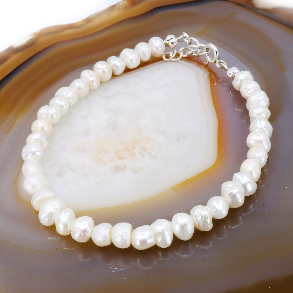 Bratara cu elemente din Argint 925 model tip Perle albe uniforme 2058