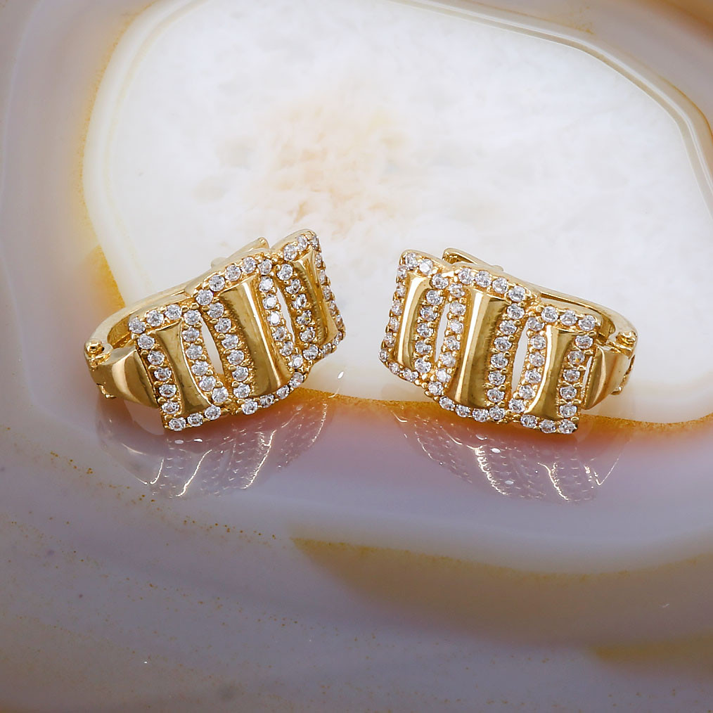Cercei din Aur 14K 585 model Fantezie cu Cristale Zirconia cod 497