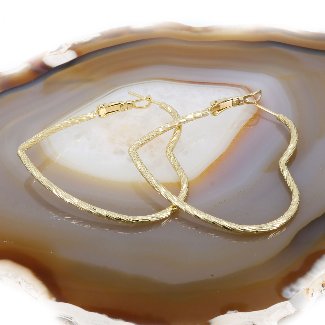 Cercei Placati cu Aur 22k model Contur Inima cod 3332