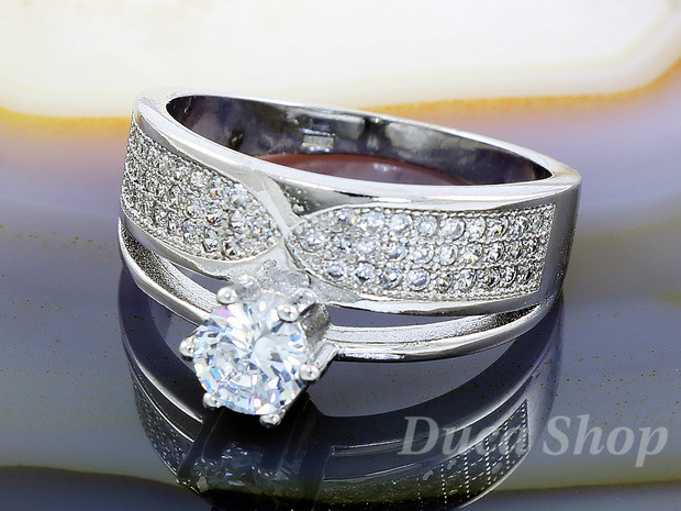 Inel din Argint 925, Model Dublu, Cristal Zirconia , cod 1266