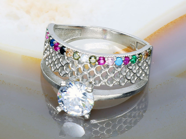 Inel din Argint 925 model dublu cu Pietre Colorate ag2020