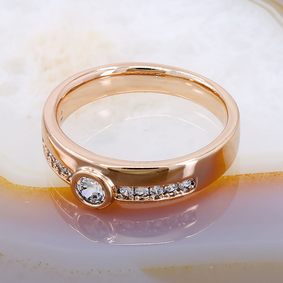 Inel Placat cu Aur Rose model Fantezie cu Cristale Zirconia cod 1492