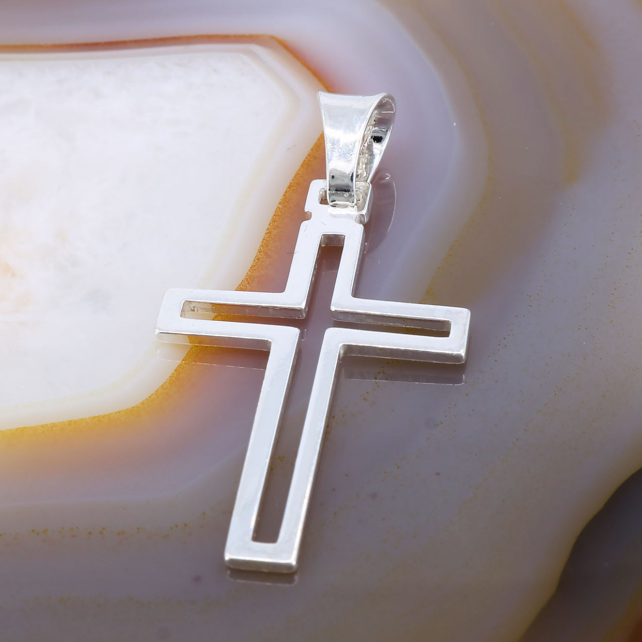 Pandantiv Cruce din Argint 925 model Contur Marime Mediu cod 1082