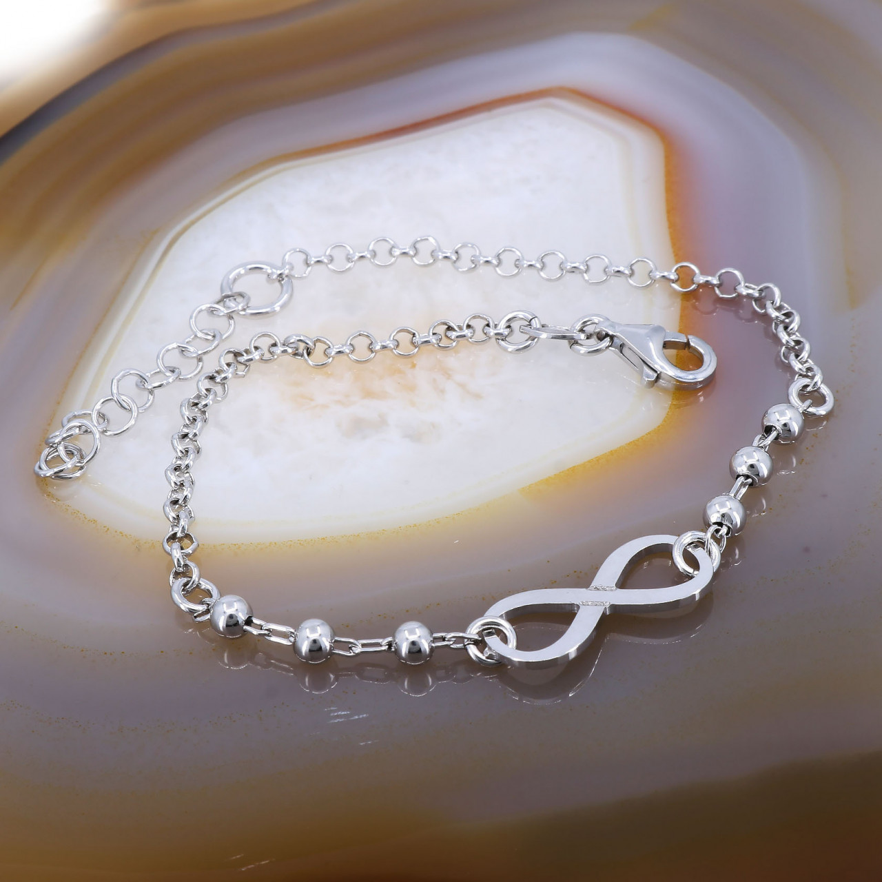 Bratara din Argint 925 cu Bobite si Pandantiv Infinit cod 2419