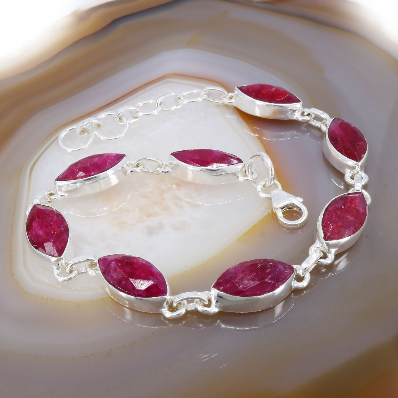 Bratara din argint 925 cu Piatra Naturala Radacina de Rubin c2446