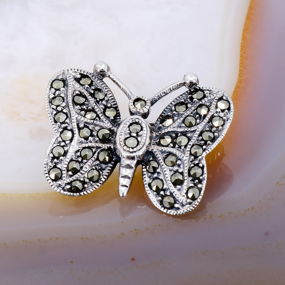 Brosa model Fluture din Argint cu pietre Marcasite c342