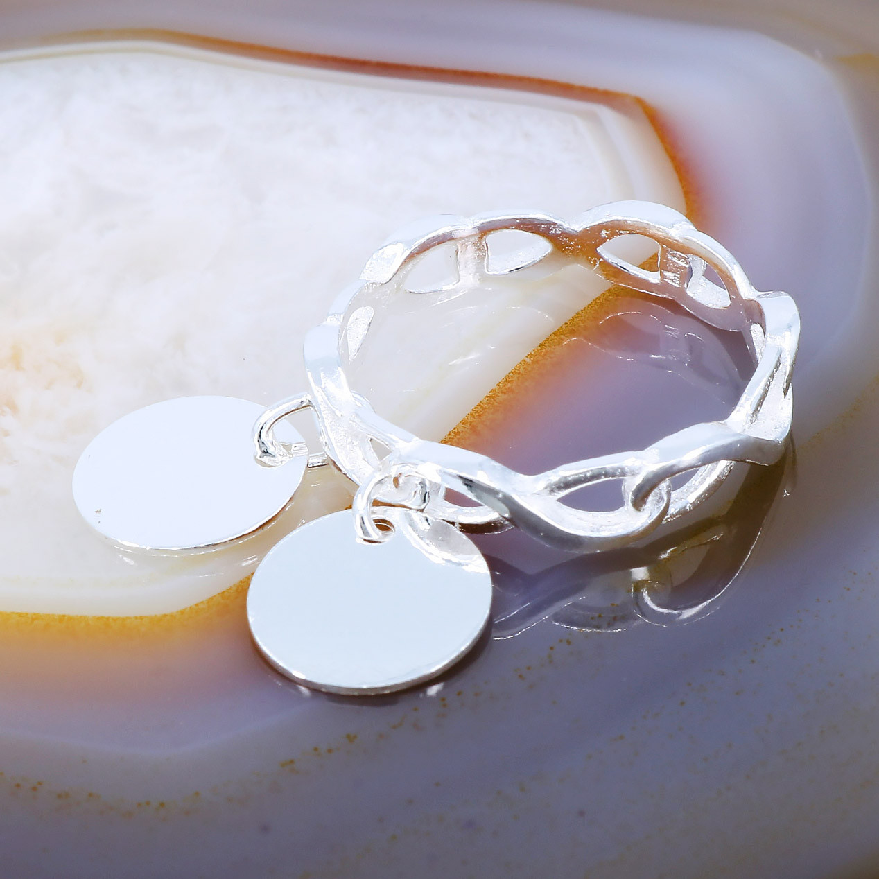 Inel din Argint 925 cu doua pandantive Trifoi, model Impletit Infinit 2361