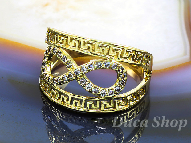 Inel Placat cu Aur 18K, model Grecesc Cristal Zirconia, cod 1175