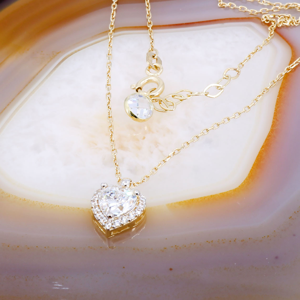 Lant cu Pandantiv Inima din Aur 14K cod 567