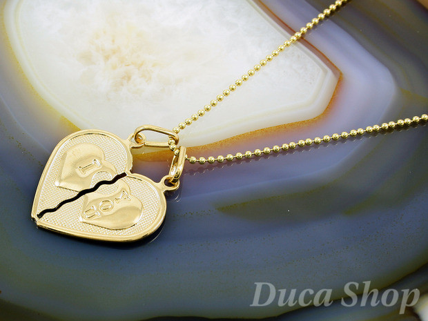 Lant Placat cu Aur 18k, Pandantiv Inima, cu desprindere, cod 594