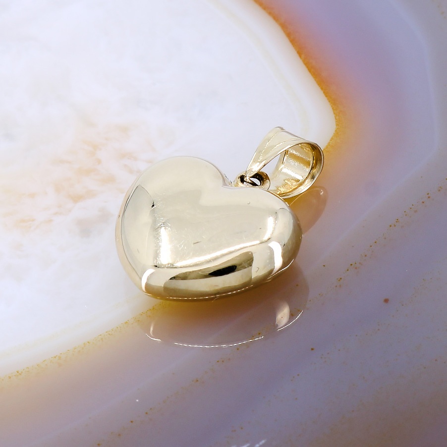 Pandantiv Inima din Aur Galben 14K 585 model reflexii Oglinda c749