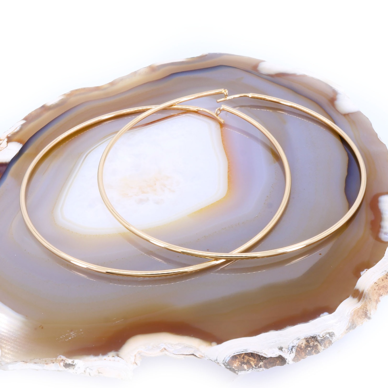 Cercei Creole Mari Rotunzi Placati cu Aur Galben c3661