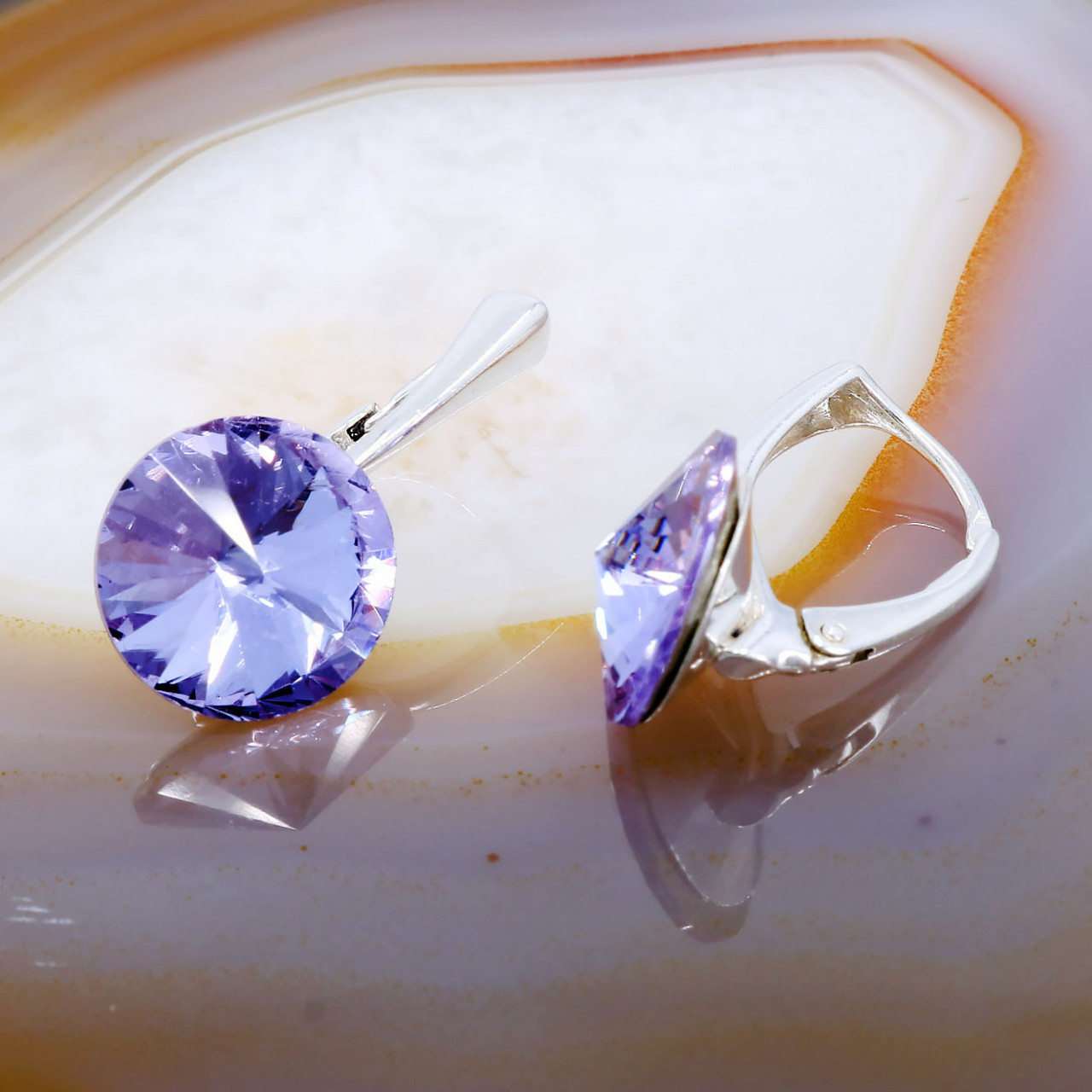 Cercei din Argint 925 cu Cristal SW de culoare Mov cod 3307