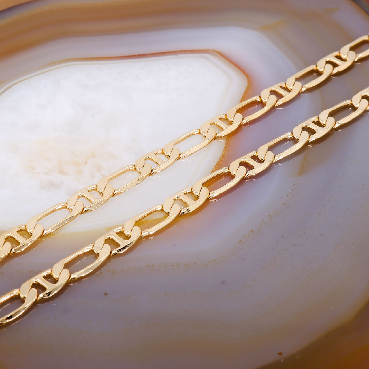 Lant Barbati Placat cu Aur Galben 18K model zale asezate 1+1 c1090