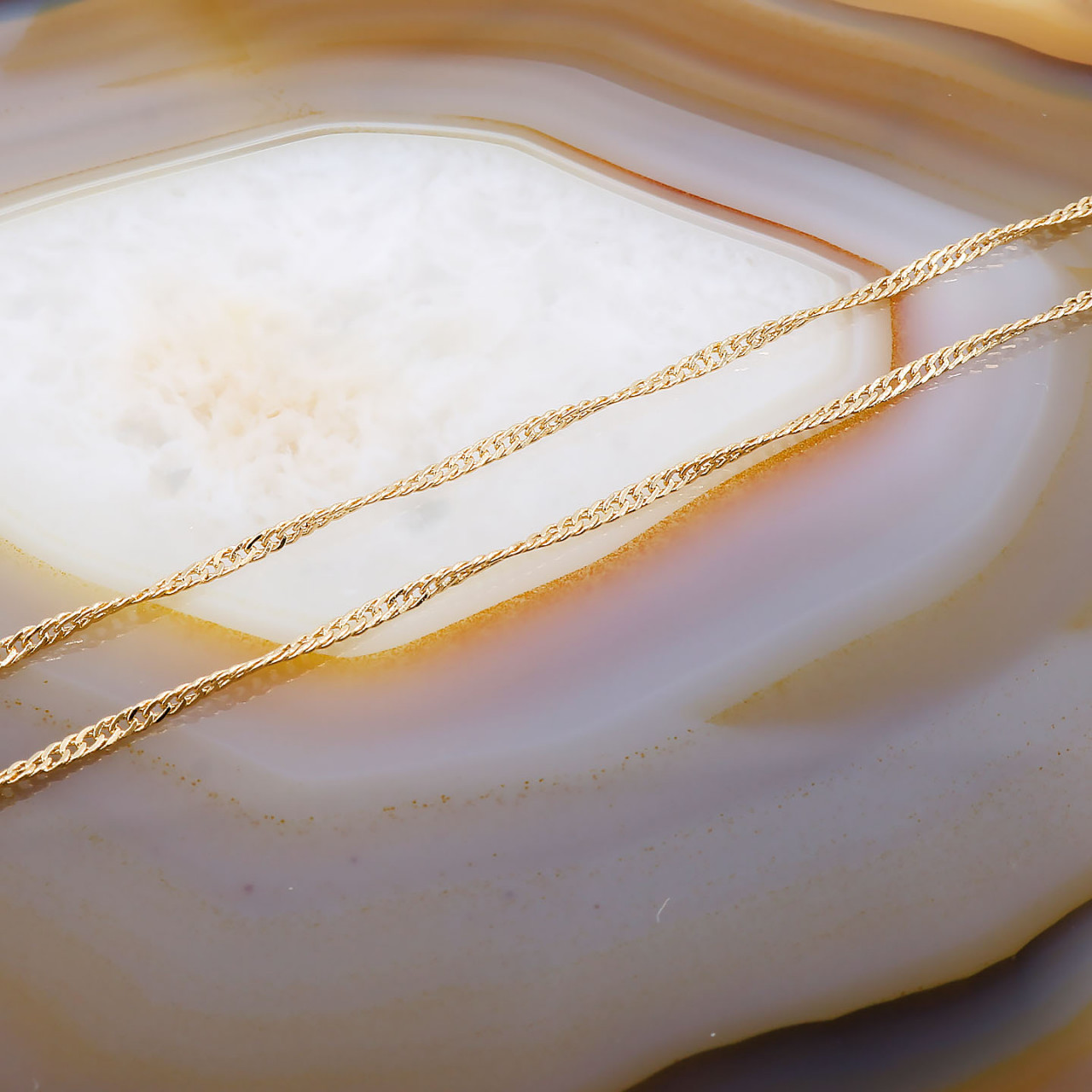 Lant Lung Placat cu Aur Galben 18K model Rasucit cod 1048